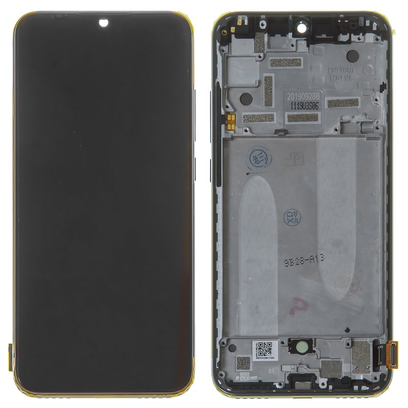 LCD compatible with Xiaomi Mi A3, (black, with frame, Original (PRC), M1906F9SH, M1906F9SI ...